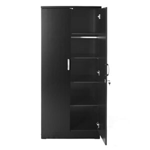 Better Home Products Harmony Wood Two Door Armoire Wardrobe Cabinet in Black