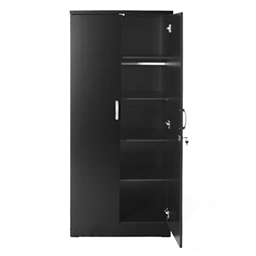 Better Home Products Harmony Wood Two Door Armoire Wardrobe Cabinet in Black