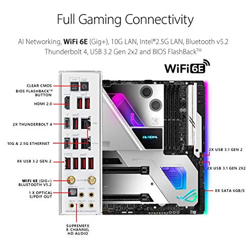 Asus ROG Maximus XIII Extreme Glacial (WiFi 6E) Z590 LGA 1200(Intel® 11th) EATX gaming motherboard (PCIe 4.0,18+2 power stages,integrated EK water block, 5xM.2 slots, 2xThunderbolt™ 4, 10 & 2.5Gb LAN)