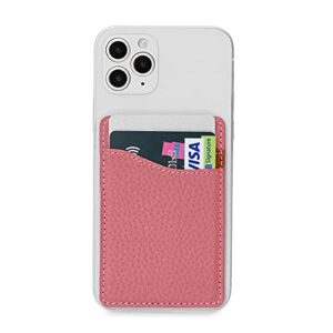 MISXIAO Premium Leather Phone Card Holder Stick On Wallet for iPhone and Android Smartphones, Pink