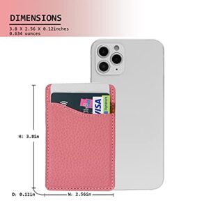 MISXIAO Premium Leather Phone Card Holder Stick On Wallet for iPhone and Android Smartphones, Pink