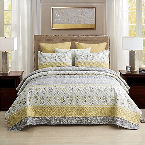 MERRY HOME 3-Piece King Size Quilt Set with 2 Pillow Shams- Boho Reversible Soft and Lightweight Quilt Bedding Bedspread Coverlet Set