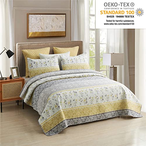 MERRY HOME 3-Piece King Size Quilt Set with 2 Pillow Shams- Boho Reversible Soft and Lightweight Quilt Bedding Bedspread Coverlet Set