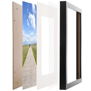 Aynoo 9x12 Picture Frame Wooden Picture Frame Display Pictures 6x8 Picture Frame with Mat or 9x12Without Mat, HD Minimalism Black Wood Picture Collage Photo Frames for Wall Mounting 9x12 (1 Pack)