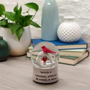 Elanze Designs Cardinal Bereavement Grief Loss When A Cardinal Appears an Angel is Near Cross Wings Bird Comfort Funeral 100MM Musical Glitter Snow Globe Plays Tune Amazing Grace