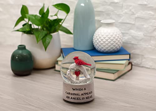 Elanze Designs Cardinal Bereavement Grief Loss When A Cardinal Appears an Angel is Near Cross Wings Bird Comfort Funeral 100MM Musical Glitter Snow Globe Plays Tune Amazing Grace