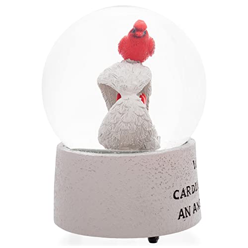 Elanze Designs Cardinal Bereavement Grief Loss When A Cardinal Appears an Angel is Near Cross Wings Bird Comfort Funeral 100MM Musical Glitter Snow Globe Plays Tune Amazing Grace