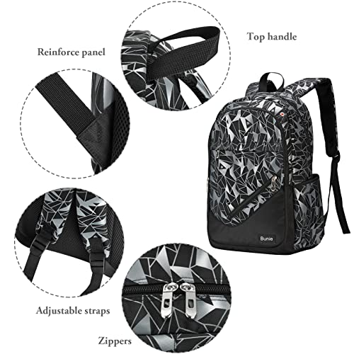 bunie School Backpack for Boys Large Bookbag Boys Backpacks Elementary Middle High School Bags Kids Cool Back Pack Children 7 8 9 10 11 12 13 14 15 16 Years Old (Black)