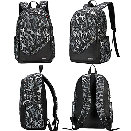 bunie School Backpack for Boys Large Bookbag Boys Backpacks Elementary Middle High School Bags Kids Cool Back Pack Children 7 8 9 10 11 12 13 14 15 16 Years Old (Black)