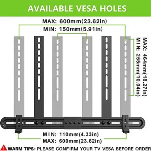 USX MOUNT Universal Soundbar Mount Sound Bar Mounting Bracket to TV, Soundbar Wall Mount Fits 3 Options with Hole/Without Hole Installation, Extendable 3.4-6.06" No-Slip Base Holder, Max VESA 600x400