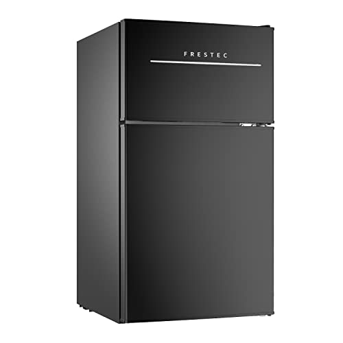 Frestec Mini Fridge with Freezer, 3.0 Cu.Ft 2 Door Compact Small Refrigerator Apartment Size Refrigerator, Energy Star, 7 Adjustable Thermostat Control for Dorm,RV,Office,Bedroom,Kitchen (Black)