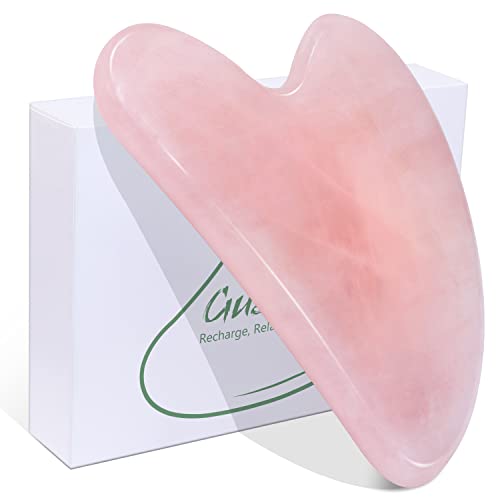 BAIMEI Gua Sha Facial Tool for Self Care, Massage Tool for Face and Body Treatment, Relieve Tensions and Reduce Puffiness - Rose Quartz