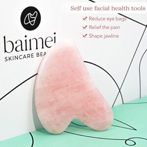 BAIMEI Gua Sha Facial Tool for Self Care, Massage Tool for Face and Body Treatment, Relieve Tensions and Reduce Puffiness - Rose Quartz