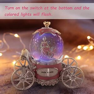 Cinderella Snow Globe Music Box for Girls, YT3 Studio Snow Globes for Girls Color Changing LED Lights Musical Box for Women Kids Mom Daughter Birthday Christmas Mother's Day Valentine Gifts