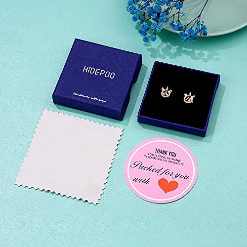 Unicorns Gifts for Girls, S925 Sterling Silver Post Rose Gold Plated Letter A Initial Stud Earrings Cubic Zirconia Hypoallergenic Unicorn Stud Earrings for Girls Women Unicorn Lovers Jewelry for Kids