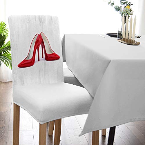 Red High Heels Removable Chair Covers, Furniture Protector for Kids, Pet, Easy to Clean Chair Protectors Covers Set of 8 - White Wooden Board