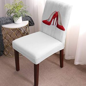 Red High Heels Removable Chair Covers, Furniture Protector for Kids, Pet, Easy to Clean Chair Protectors Covers Set of 8 - White Wooden Board