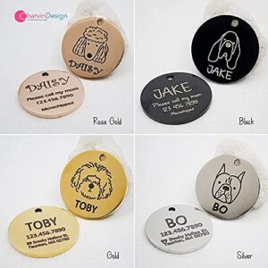 Engraving Pet ID Tags, Personalized Pet ID Tags, Stainless Steel Pet ID Tags, Custom Engraved Dog and Cat Tags, Double Sided Round Tags - Made in USA