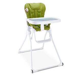 joovy nook nb high chair featuring four-position adjustable swing open tray, 3-position reclining seat, and front wheels - southern sea otter national park foundation edition, greenamole