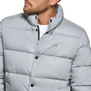 Calvin Klein Men's Snap Front Puffer Jacket, Reflective Silver, XX-Large