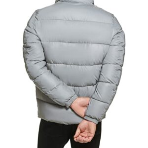 Calvin Klein Men's Snap Front Puffer Jacket, Reflective Silver, XX-Large