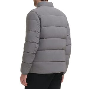 Calvin Klein Men's Snap Front Puffer Jacket, Reflective Silver, XX-Large