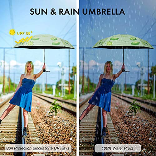 Xiuying Feng Mini Travel Umbrella, Small Compact Portable Umbrella for Sun and Rain, Windproof Parasol with 99% UV Protection for Women and Men