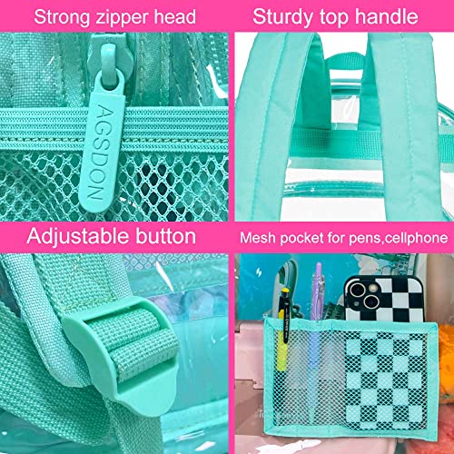 AGSDON Clear Backpack, Heavy Duty Transparent Bookbag, See Through PVC Backpacks for Men - Green