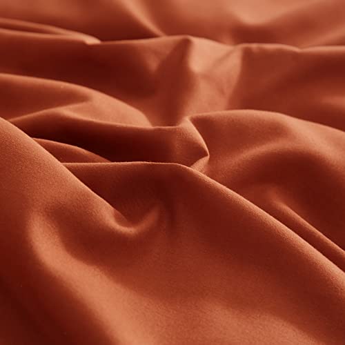 Smoofy Queen Duvet Cover Terracotta Duvet Cover Queen Size, 3 Pieces Bohemian Fringe Tufted Soft Tassel Microfiber Burnt Orange Duvet Cover with Zipper Closure (1 Rust Duvet Cover, 2 Pillowcases)