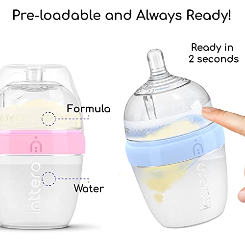 Inttero 9oz Formula Making Mixing Pop Dispenser Baby Bottles Anti-Colic - 2 Pack/Medium Flow (Cute Blue) — Everyday Baby Essentials — Yummy Ready