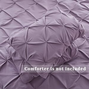 SunStyle Home Pinch Pleated Duvet Cover Purple 2 Pieces Twin Duvet Covers Soft Microfiber Luxury Duvet Cover with Zipper Closure & Corner Ties for All Season(1 Duvet Cover, 1 Pillow Sham)