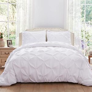 sunstyle home pinch pleated duvet cover white 2 pieces twin duvet covers soft microfiber luxury duvet cover with zipper closure & corner ties for all season(1 duvet cover, 1 pillow sham)