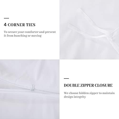 SunStyle Home Pinch Pleated Duvet Cover White 2 Pieces Twin Duvet Covers Soft Microfiber Luxury Duvet Cover with Zipper Closure & Corner Ties for All Season(1 Duvet Cover, 1 Pillow Sham)