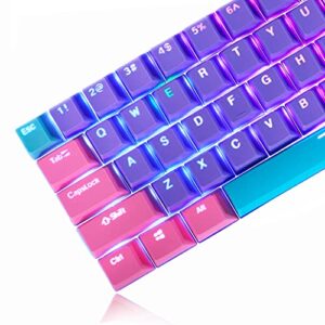 ussixchare backlit keycaps 60 percent 87/104 pbt key caps set for 60% mechanical gaming keyboard gateron kailh mx switches (violet)