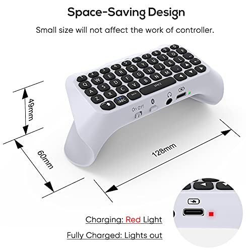 MENEEA Wireless Controller Keyboard for PS5, Bluetooth 3.0 Mini Portable Gamepad Chatpad with Built-in Speaker & 3.5MM Audio Jack for Playstation 5 Voice Chat Board for Messaging and Gaming Live Chat