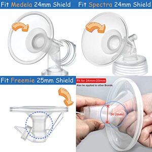 LOZAEVE 21mm Silicone Flange Inserts for Spectra S1 S2, Medela Breast Pump Shields, Freestyle, Harmony, Sonata to Reduce 24mm Elastic Nipple Tunnel Down to 21mm; Also Fits Freemie 25mm Cups; 2pc/Each