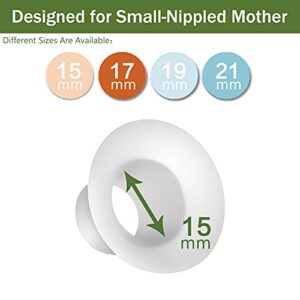 LOZAEVE 15mm Silicone Flange Inserts for Spectra S1 S2, Medela Breast Pump Shields, Freestyle, Harmony, Sonata to Reduce 24mm Elastic Nipple Tunnel Down to 15mm; Also Fits Freemie 25mm Cups; 2pc/Each