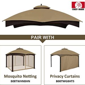 CoastShade Patio 10X12 Replacement Canopy Roof for Lowe's Allen Roth 10X12 Gazebo Backyard Double Top Gazebo (Khaki