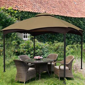 CoastShade Patio 10X12 Replacement Canopy Roof for Lowe's Allen Roth 10X12 Gazebo Backyard Double Top Gazebo (Khaki