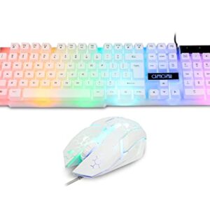 CHONCHOW Keyboard and Mouse Combo Gaming Wired Gamer Set Ambient Backlight LED RGB Key Board & Mice 19 Non-Conflict 3600Dpi Compatible with PS4/PS5 Xbox One Pc iMac MacBook Laptop