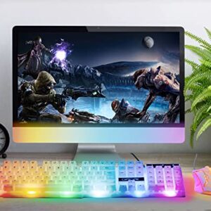 CHONCHOW Keyboard and Mouse Combo Gaming Wired Gamer Set Ambient Backlight LED RGB Key Board & Mice 19 Non-Conflict 3600Dpi Compatible with PS4/PS5 Xbox One Pc iMac MacBook Laptop