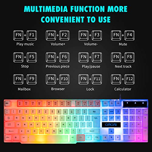 CHONCHOW Keyboard and Mouse Combo Gaming Wired Gamer Set Ambient Backlight LED RGB Key Board & Mice 19 Non-Conflict 3600Dpi Compatible with PS4/PS5 Xbox One Pc iMac MacBook Laptop