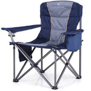 alpha camp oversized camping folding chair heavy duty with cooler bag support 450 lbs steel frame collapsible padded arm quad lumbar back chair portable for lawn outdoor,blue