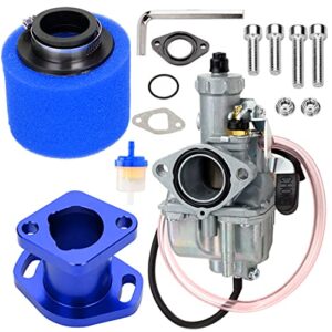 fvrito vm22 racing performance carburetor carb mainfold intake inlet pipe filter for predator 212cc mini bike go kart gx200 196cc engine honda clone go kart motor blue