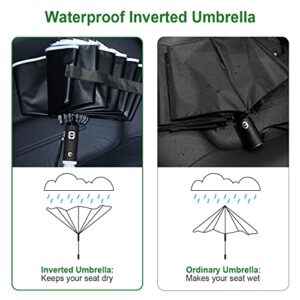 LAMA Windproof Umbrella Reverse Folding Umbrella Waterproof Inverted Travel Umbrella Automatic Open and Close Anti-UV with Night Reflective Strips (210T 105 x 60cm)