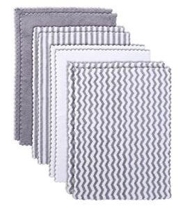 bamboo queen 8 pack super soft baby burp cloths, ultra absorbent large newborn burping cloth for boy and girl, milk spit up rags, unisex grey and white, 16 × 12 inch