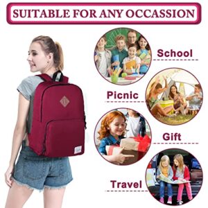 VASCHY School Backpack, Ultra Lightweight Backpack for Women Bookbag for Kids Teen Boys Girls Burgundy