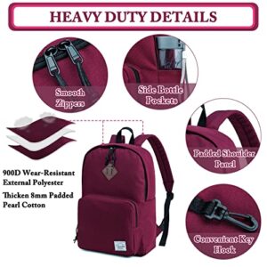 VASCHY School Backpack, Ultra Lightweight Backpack for Women Bookbag for Kids Teen Boys Girls Burgundy