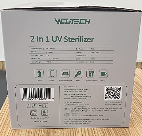 Bottle Sterilizer and Dryer | UV Light Sanitizer Box | Kills Up Bacteria & Viruses for Baby Bottle, Pacifier, Cup, Phone | Home and Office by VCUTECH