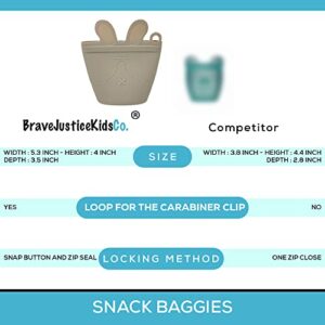 BraveJusticeKidsCo. | Snack Baggie™ Silicone Reusable Food Storage Container for Toddlers (Fog)